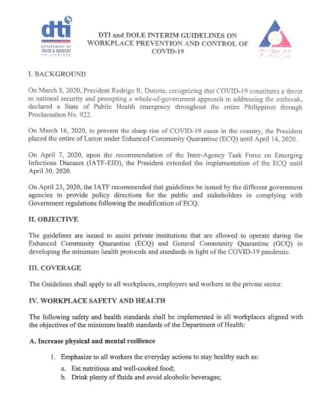 DOH reminds employees to observe social distancing, health protocols ...