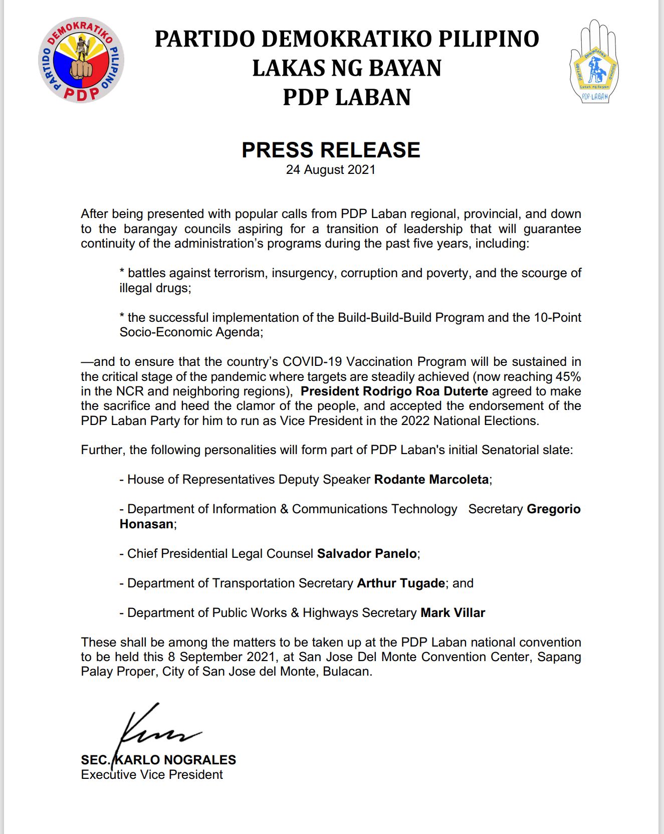 Marcoleta, Panelo, Honasan, Tugade and Villar to be part PDP Laban's ...
